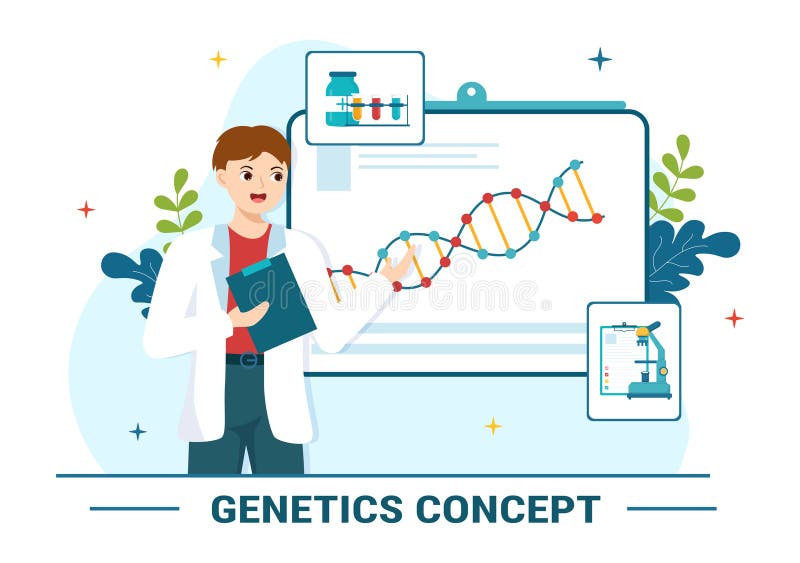 Genetic Science Concept Vector Illustration with DNA Molecule Structure ...