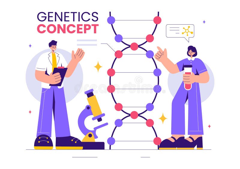Genetic Science Concept Vector Illustration Featuring a DNA Molecule ...