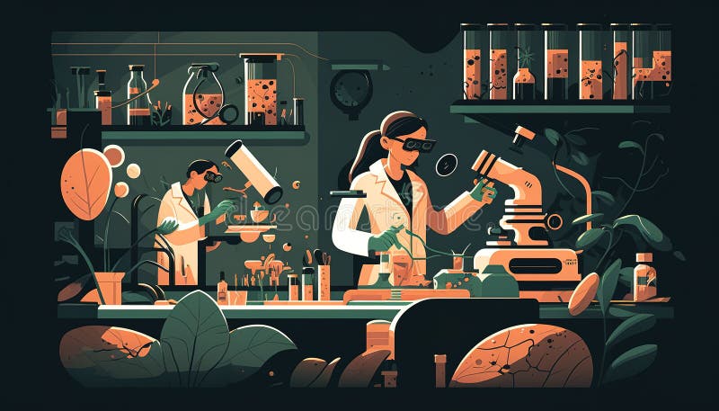 Genetic Scientists Working on a Virus in the Laboratory. Generative AI ...