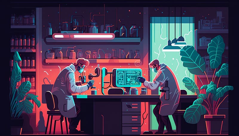 Genetic Scientists Working on a Virus in the Laboratory. Generative AI ...