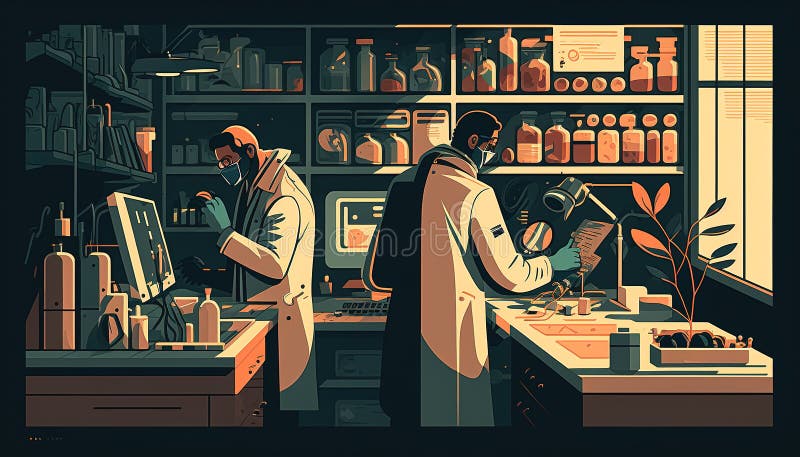 Genetic Scientists Working on a Virus in the Laboratory. Generative AI ...