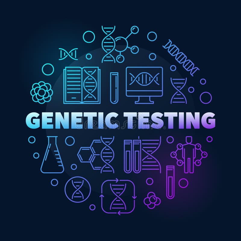 Genetic Testing Vector Round Illustration in Thin Line Style Stock ...