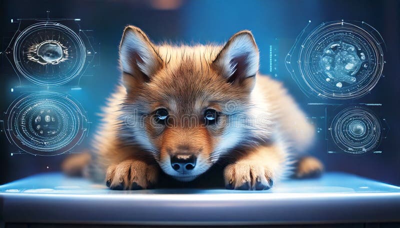 Genetically Engineered Dire Wolf Pup Futuristic Laboratory Stock Photos ...