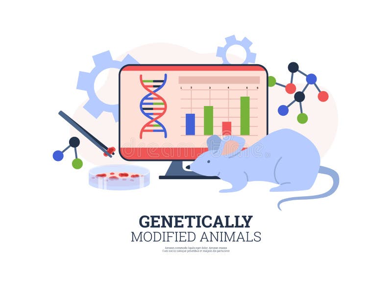 Genetically Modified Animals Breeding, Flat Vector Illustration ...