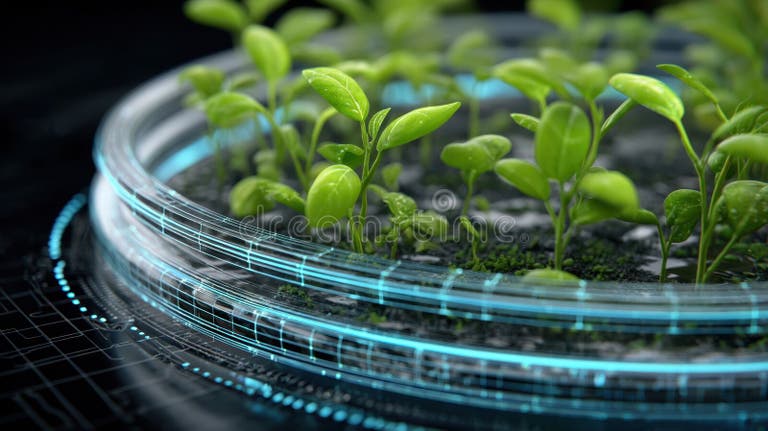 Genetically Modified Basil Seedlings Growing in Hydroponic System Stock Photo - Image of ...