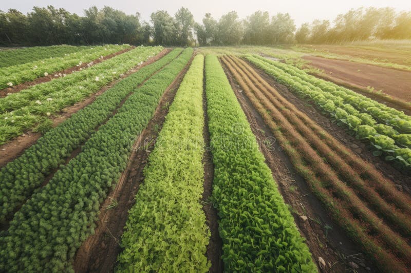 Genetically Modified Crop Field, with Rows of Crops in Various Stages ... Genetically Modified Crop Field, with Rows of Crops in Various Stages ...