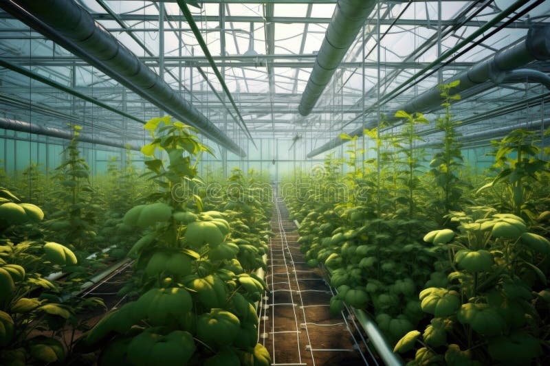 Genetically Modified Crop Field, with Rows of Crops in Various Stages ...