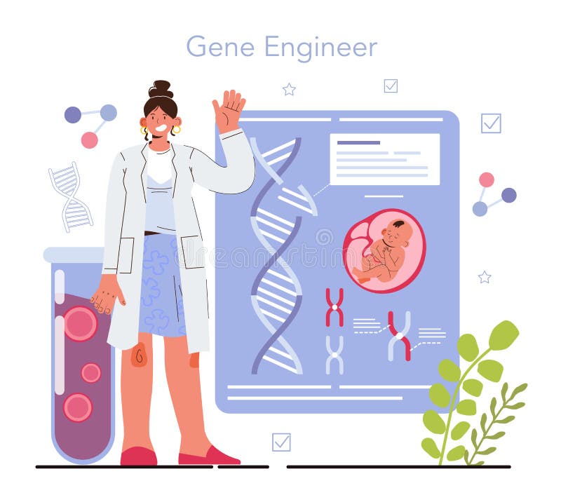Geneticist Concept. Scientist Work with DNA Molecule Structure Stock ...