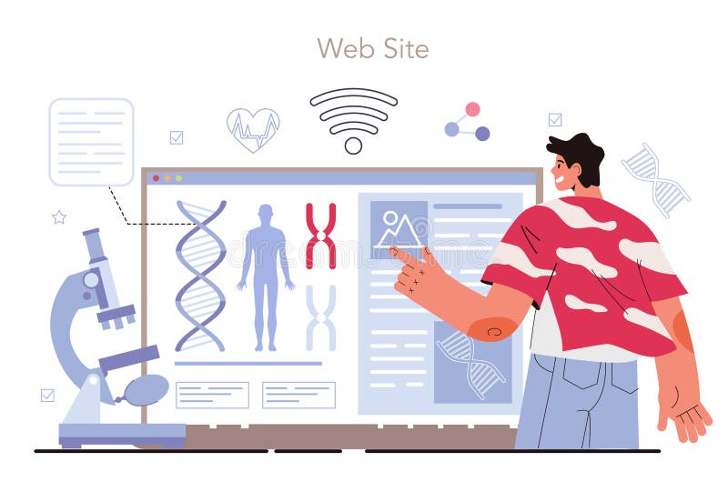 Geneticist Online Service or Platform. Scientist Work with DNA ...