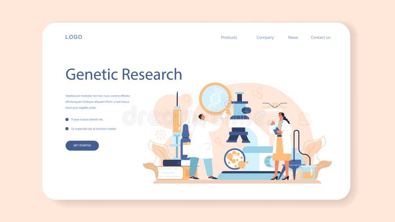 Geneticist Web Banner or Landing Page. Medicine and Science Stock ...