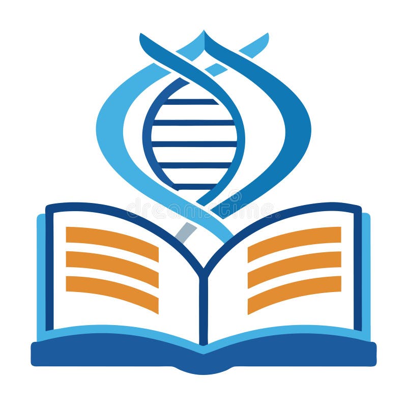 Genetics Education Logo: Open Book with DNA Helix, Science and Learning ...