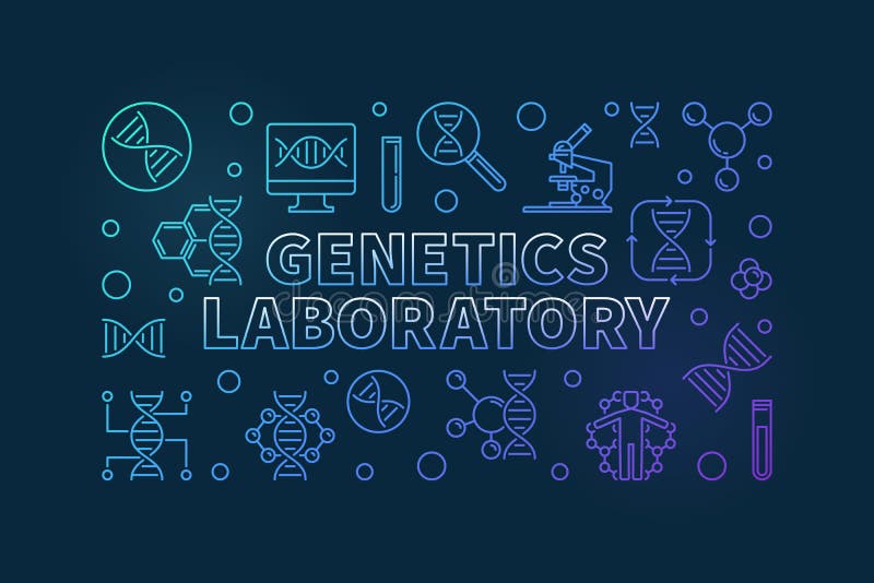 Genetics Laboratory Vector Colorful Line Horizontal Banner Stock Vector ...