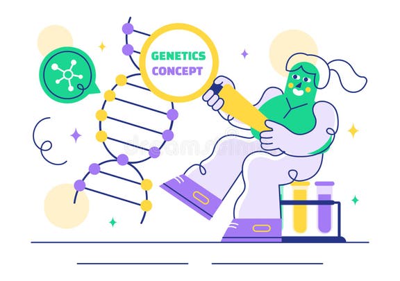 Genetics Vector Illustration Featuring Science with DNA Molecule ...