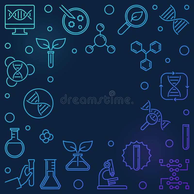 Genetics Blue Icons Set - Vector DNA Concept Symbols Stock Vector ...