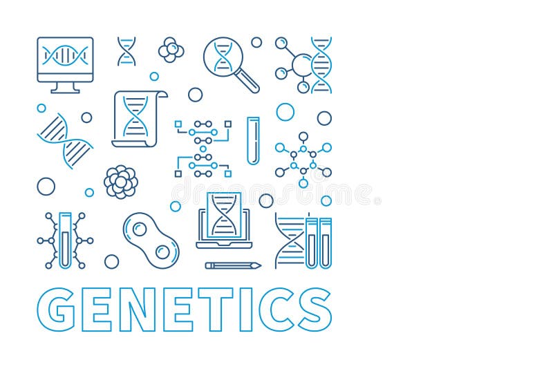 Genetics Vector Square Design Element in Thin Line Style Stock Vector ...