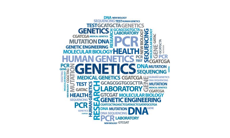Genetics - Word in DNA stock illustration. Illustration of research ...