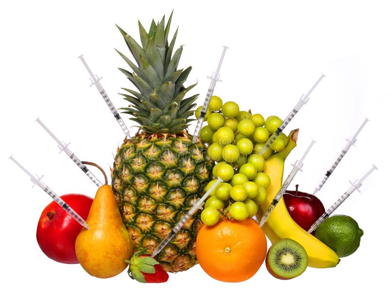 Genetisch Gemodificeerd Fruit Geïsoleerd Op Wit. GMO-concept. Stock ...