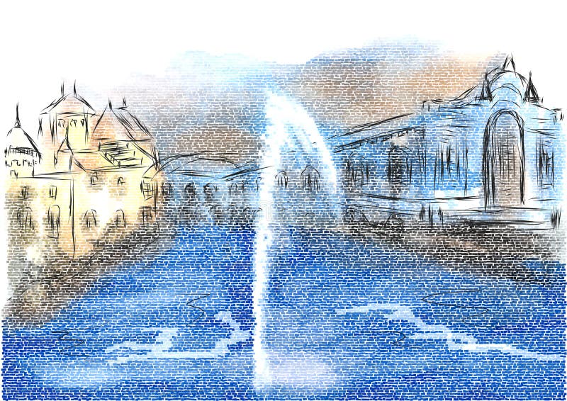 Abstract Geneva Skyline with Color Landmarks Stock Vector ...