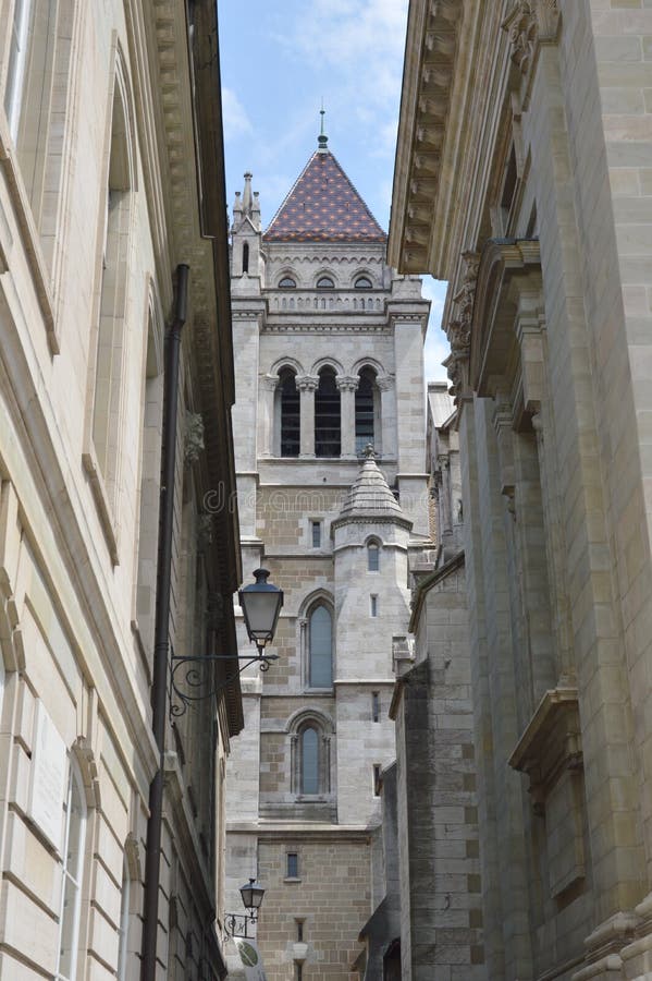 Geneva Church St Pierre Cathedral Stock Photo - Image of door, peace ...
