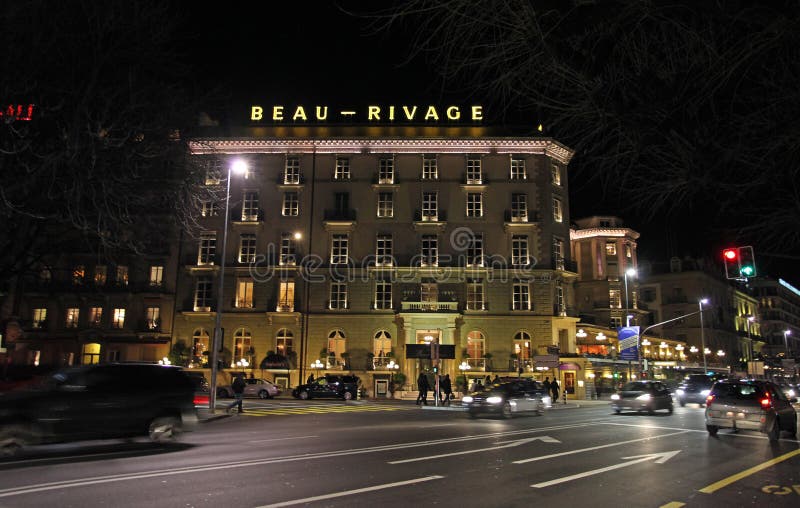 Geneva by Night. Switzerland Editorial Stock Photo - Image of travel ...