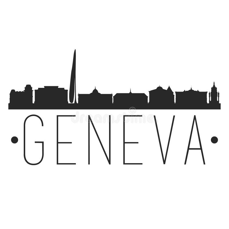 Geneva Switzerland Europe Euro Icon Vector Art Design Skyline Flat City ...