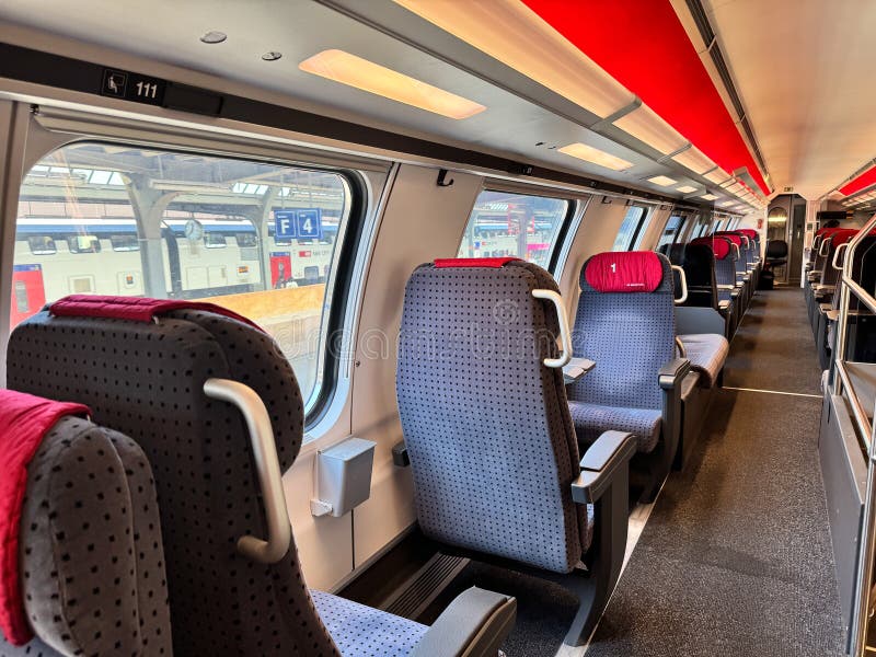 Nside a First Class Train Car on SBB Railway in Switzerland Editorial ...