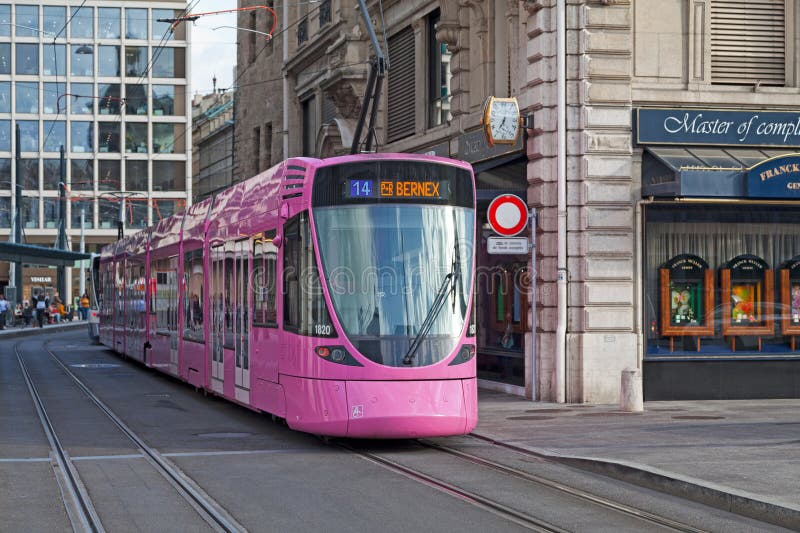 Tramway of the Line 14 in Geneva Editorial Image - Image of geneva ...