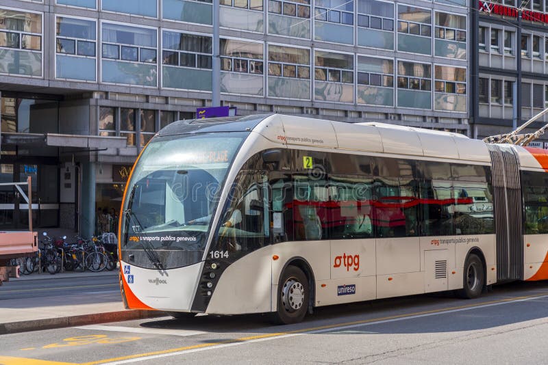Public Trolley Bus in Geneva, Switzerland Editorial Stock Photo - Image ...
