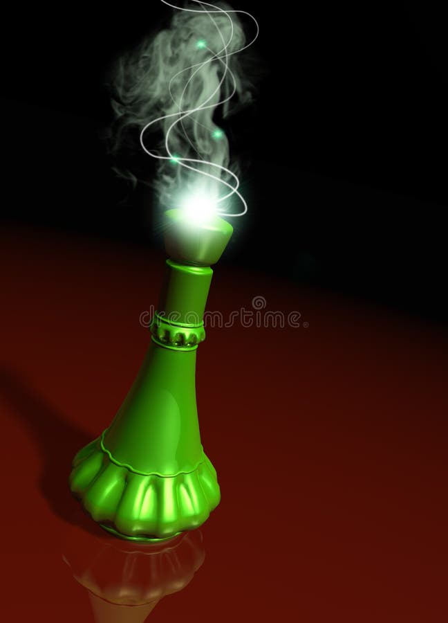 Genie Bottle and Smoke Rising Stock Illustration - Illustration of ...
