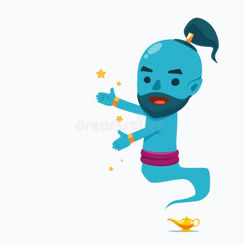 The Genie is Doing Presentation. Isolated Vector Illustration Stock ...