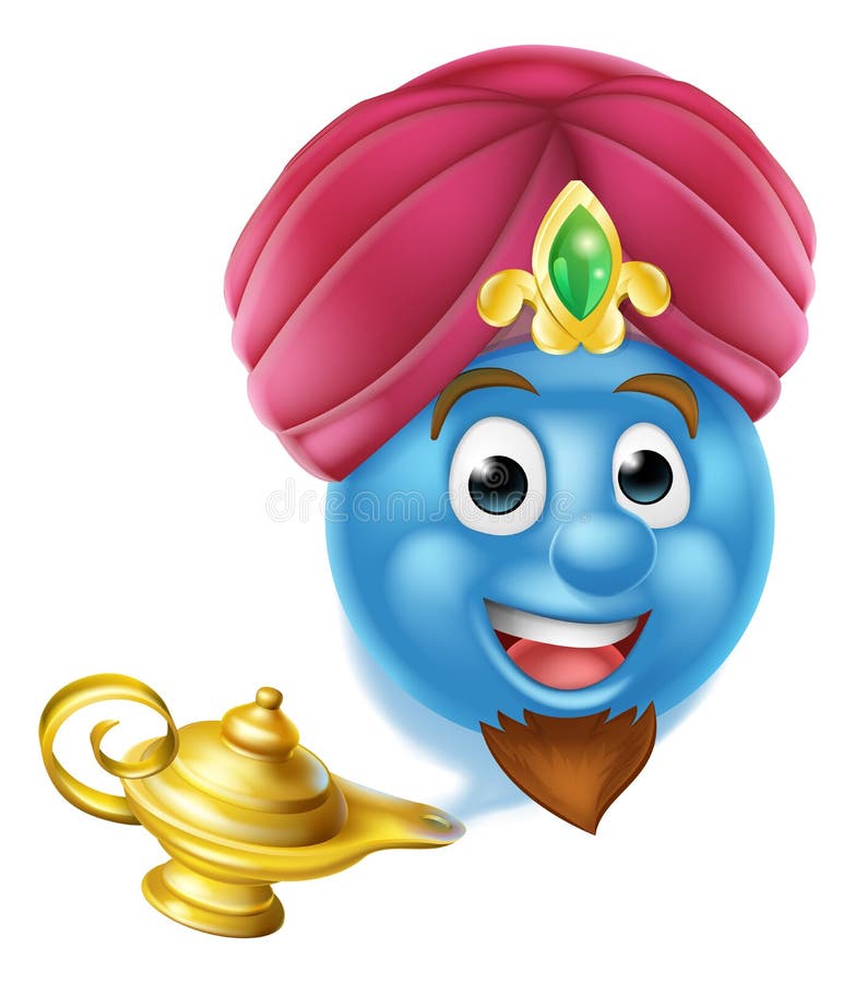 Genie Emoticon Emoji Et Lampe Illustration de Vecteur - Illustration du ...