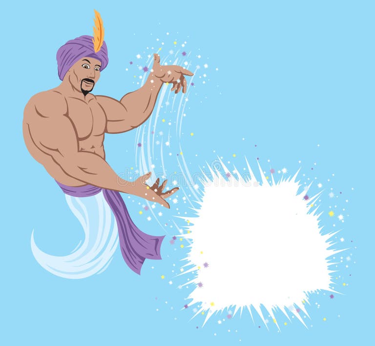 Genie Granting Wish stock vector. Illustration of lamp - 12939462