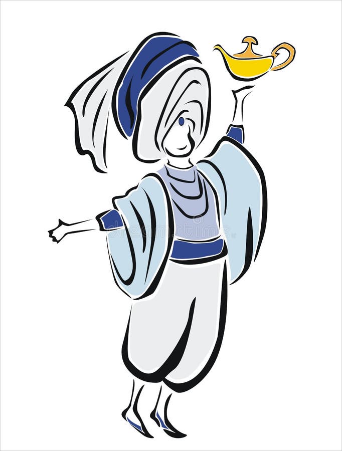 Genie with lamp stock vector. Illustration of give, receive - 32180025