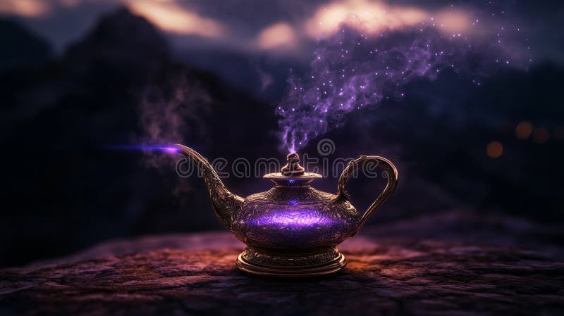Genie Lamp Purple Glow Magical Smoke Stock Photos - Free & Royalty-Free ...