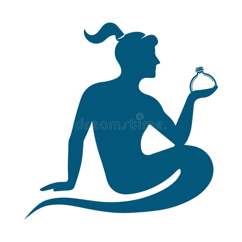 Genie Logo Design Vector Template with Bottle Stock Illustration ...