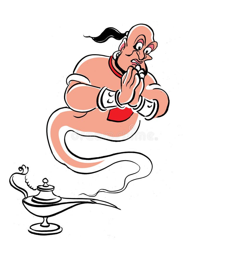 Genie Pleading Gesture Colored Stock Illustration - Illustration of ...