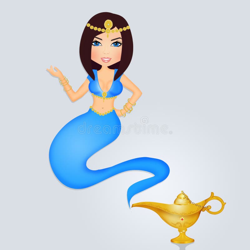 Genio nella lampada magica illustrazione di stock. Illustrazione di ...