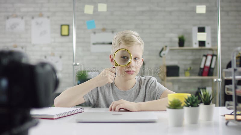 Genius Boy Wonder Hacks System at Cyberspace. Cute Kid Young Programmer ...