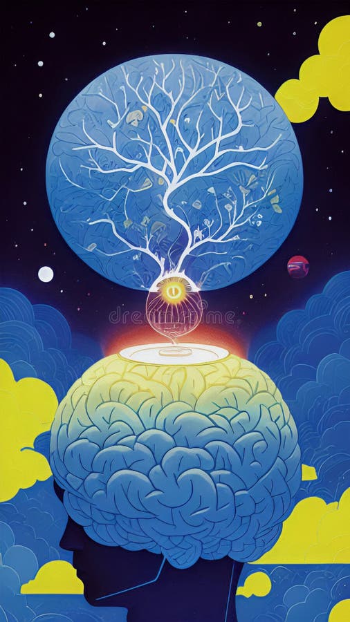 A Genius Brain Growing in the Shape of a Tree Stock Illustration ...