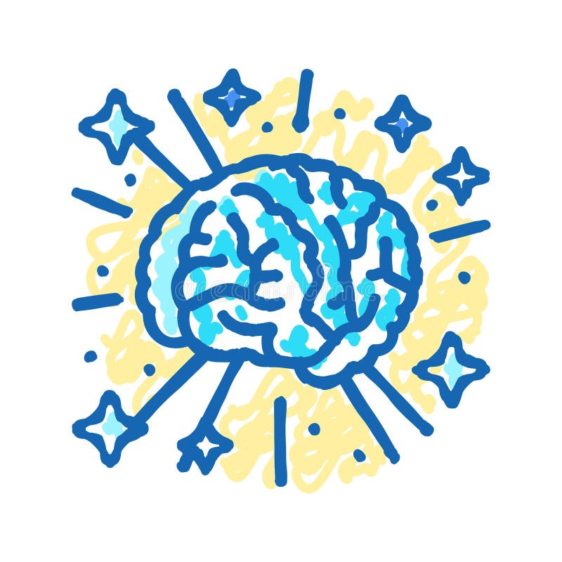 Genius Brain Icon Doodle Illustration Stock Vector - Illustration of ...