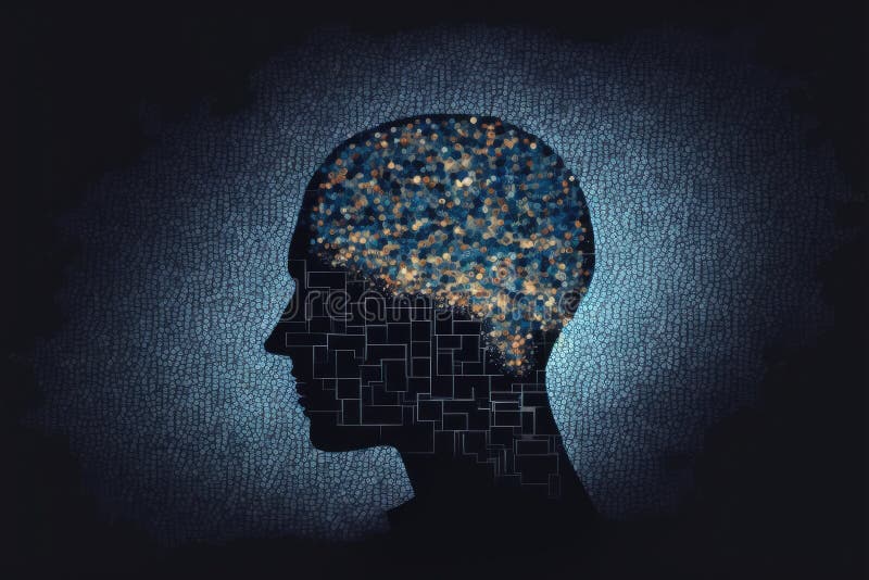 Genius Human Head with AI Brain Artificial Intelligence Virtual ...