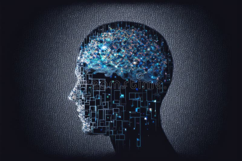 Genius Human Head with AI Brain Artificial Intelligence Virtual ...