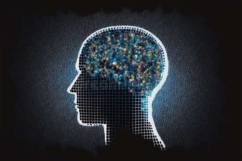 Genius Human Head with AI Brain Artificial Intelligence Virtual ...