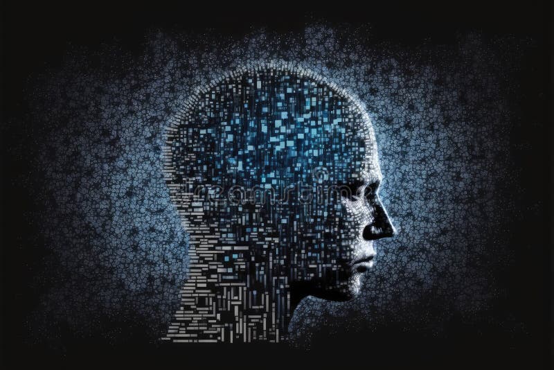 Genius Human Head with AI Brain Artificial Intelligence Virtual ...