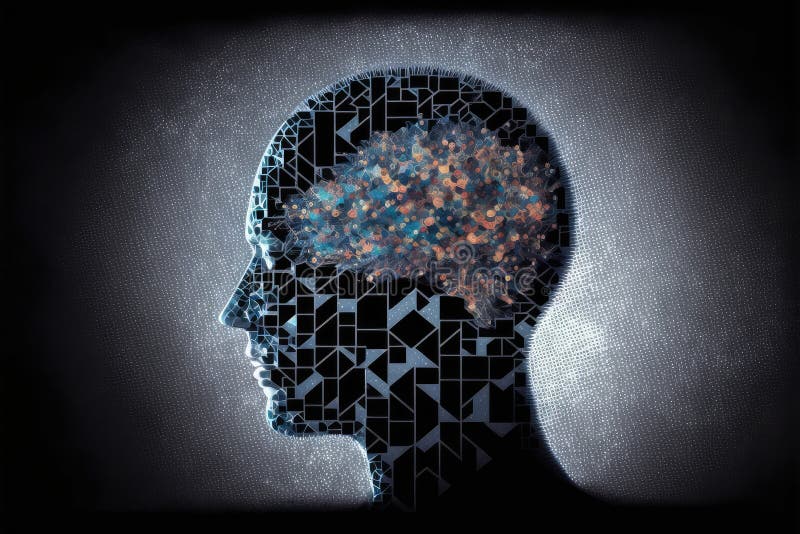 Genius Human Head with AI Brain Artificial Intelligence Virtual ...