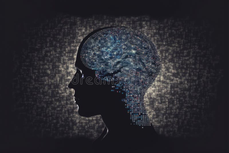 Genius Human Head with AI Brain Artificial Intelligence Virtual ...