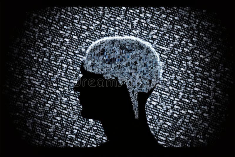 Genius Human Head with AI Brain Artificial Intelligence Virtual ...