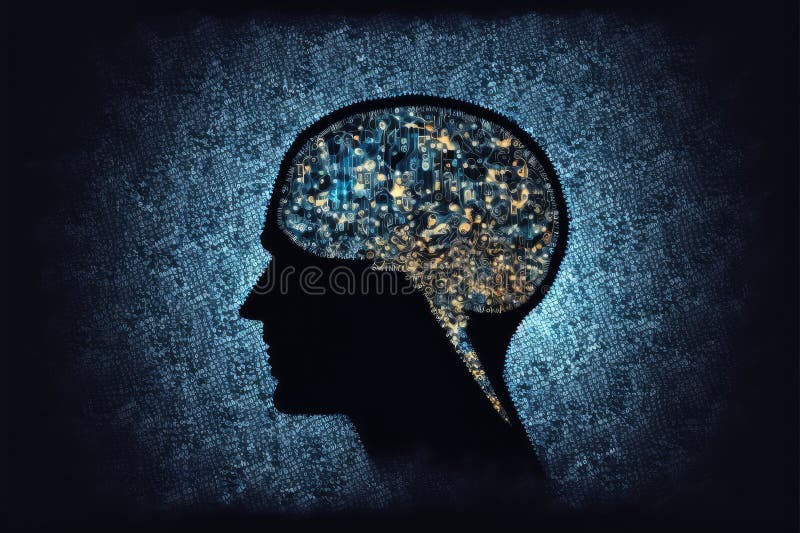 Genius Human Head with AI Brain Artificial Intelligence Virtual ...