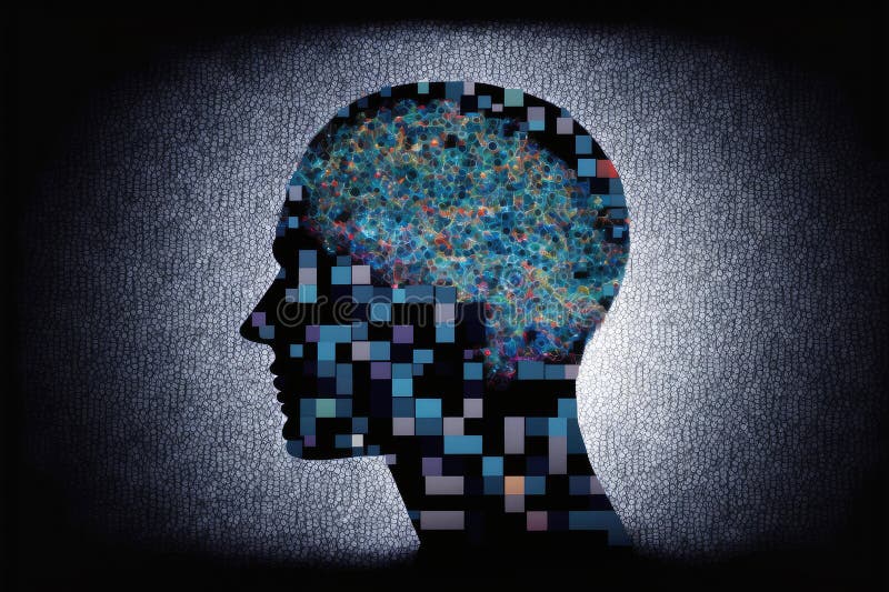 Genius Human Head with AI Brain Artificial Intelligence Virtual ...