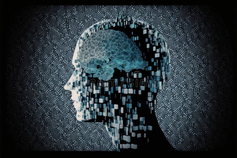 Genius Human Head with AI Brain Artificial Intelligence Virtual ...